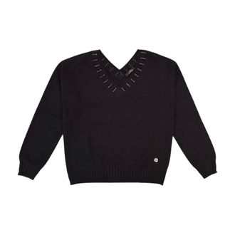 Twinset Haut en maille &agrave; col en V - unisex - Tops - Noir - Taille: S