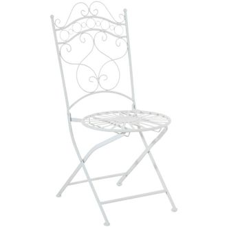 Clp Lot de 2 Chaises de jardin pliables Indra en fer forg&eacute; Blanc