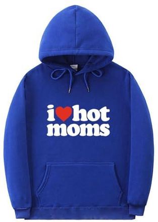 Generic Sweat a Capuche Homme Hooded Sweatshirt Sweatshirt Hommes et Femmes Imprim&eacute; I Love Hot Moms pour Automne et Hiver, Sweatshirts et Vestes avec Base Fil