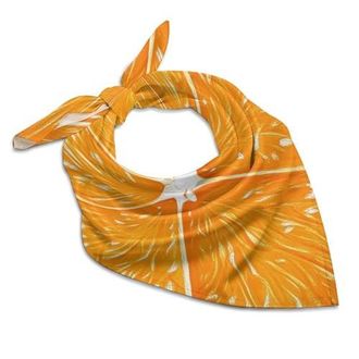 Generic Foulard carré en soie à motif orange léger pour cheveux respirant, cadeau pour homme et femme, multicolore, 46x46cm