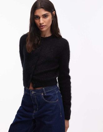 & Other Stories Strickjacke aus Mohair- und Wollmix in Schwarz