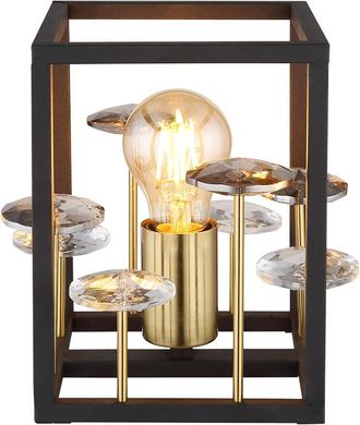 Globo Lighting Tischleuchte Beistellleuchte Nachttischlampe Kristall E27 schwarz gold Glas klar