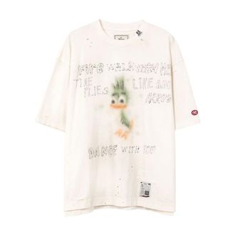 Miharayasuhiro Mihara Yasuhiro, Homme, Tops, Blanc, Taille: XL T-shirt &agrave; Col Rond Imprim&eacute; Graphique Cartoon