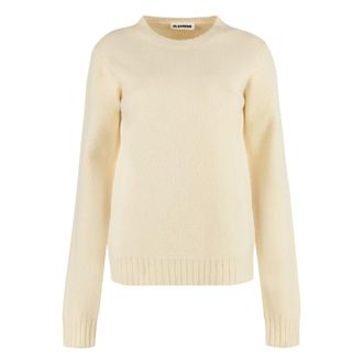 Jil Sander Femme, Pulls, Beige, Taille: 40 FR Pull en laine &agrave; col rond