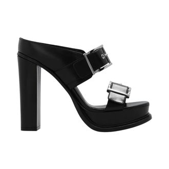 Alexander McQueen Schwarze Leder-Plateausandalen - - Shoes - Damen - Schwarzk - 37 1/2 EU