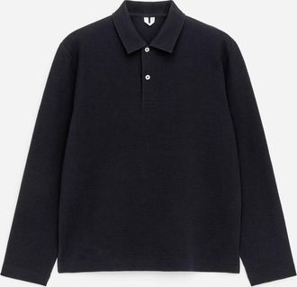 Arket Poloshirt Mit Waffelmuster -Blau