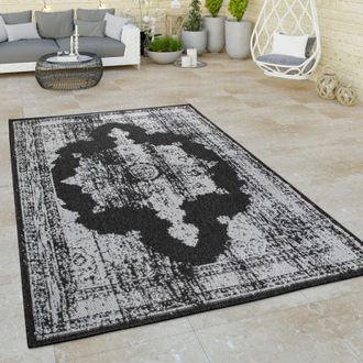 Paco Home Paco Home In-& Outdoor Teppich Balkon K&uuml;chenteppich Vintage Orientalisches Muster Grau 200x280 cm