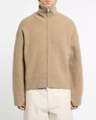 STUDIO NICHOLSON Ribbed Zip-Through Jacket - Beige