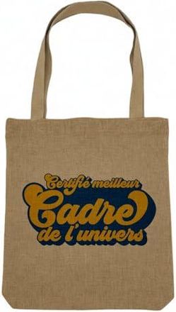 Fabulous Sac Shopping Tote Bag Aspect Lin - Certifi&eacute; meilleur Cadre de lunivers Travail Entreprise Collegue - Sac de Courses Toile Epaisse 360g Beige Naturel C
