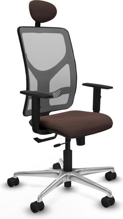 Piqueras y Crespo B&uuml;rostuhl mit 1D-Armlehnen, h&ouml;henverstellbare Lendenwirbelst&uuml;tze und festes Kopfteil, ausgestattet mit Syncro/Traslack und Schneideschaum, Grau/Dunkel