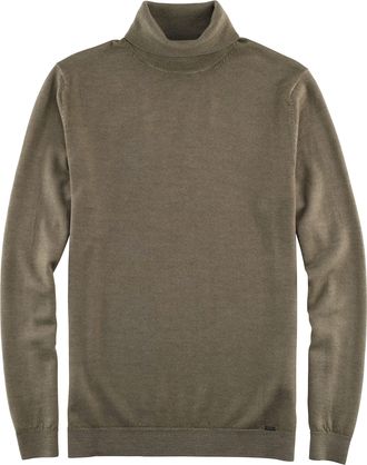 Olymp Herren Rollkragenpullover Level Five Strick,Body fit,Oliv 47,L