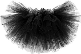 Generic Jupe tutu en tulle pour femme - Taille haute - Style vintage des années 80 - Rockabilly - Multi-couches - Costume de danse adulte, Noir, L