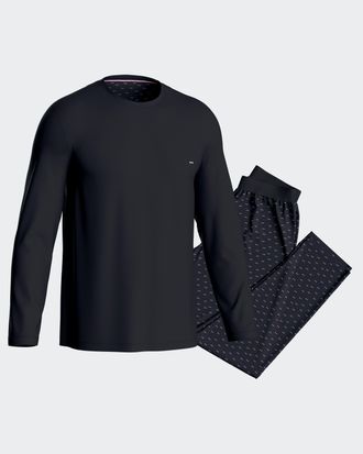 Eden Park Pyjama Long En Jersey De Coton Marine