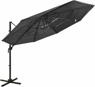 Les Tendances Parasol &agrave; 4 niveaux avec m&acirc;t en aluminium Anthracite 3x3 m