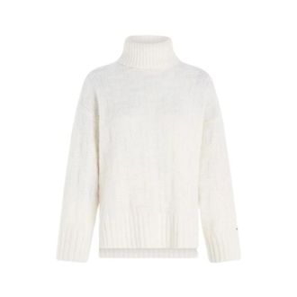 Tommy Hilfiger Femme, Pulls, Blanc, Taille: 36 FR Col roulé Jacquard