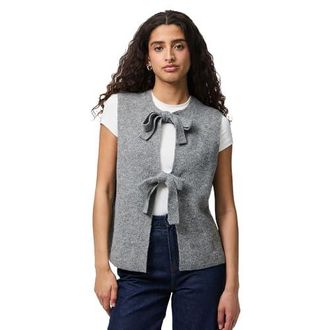 Pieces Gilet en Tricot PCSILLY pour Femme, Mélange de Gris Moyen., XS