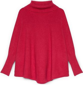 Fiorella Rubino Femme, Pulls, Rouge, Taille: 36/38 FR Turtleneck Poncho Sweater