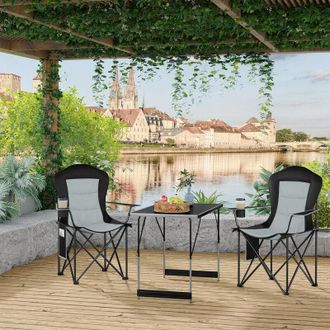 Woltu Campingstuhl 2er Set Faltbar Gartenstuhl 150kg Belastbar Klappstuhl mit Armlehnen Getr&auml;nkehaltern, Leichter Angelstuhl f&uuml;r Outdoor Camping