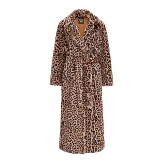 Cesare Gaspari Femme, Manteaux, Brun, Taille: 42 FR Manteau Long dHiver &agrave; Imprim&eacute; Animal