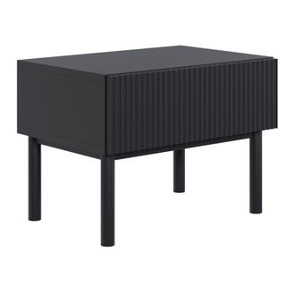 Selsey Nachttisch 50 cm Schwarz mit Gefr&auml;ster Front und Schublade, Schmaler Nachttisch f&uuml;r Schlafzimmer, Modernes Design, Funktionalit&auml;t und Langlebige Verar