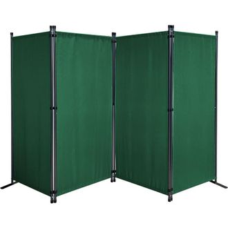 Quick-Star Quick-star - Paravent 4 Teilig 165 x 220 cm Stoff Raumteiler Trennwand Balkon Sichtschutz Stellwand Faltbar Gr&uuml;n
