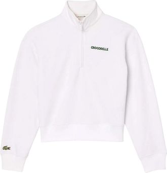 Lacoste Sweatshirt mit kurzem Rei&szlig;verschluss f&uuml;r Damen (Wei&szlig;)