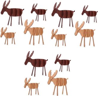 TOPBATHY 12 Stk weihnachtliche Tischdekoration Rentierfiguren Hirsch-Skulptur Hirsch Miniatur holzweihnachtsdekoration holzspielzeug Weihnachtsdekorationen Elc