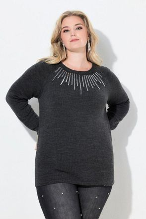 Miamoda Strickpullover Pullover Pailletten Raglan-Langarm