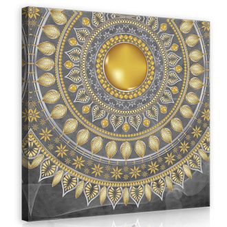 ForWall Leinwand Bilder - Gold Mandala groß Orientalisch - 80x80 cm Leinwandbilder - Bild auf leinwand - Wandbild XXL groß Wandbilder für Wohnzimmer Schlafzim