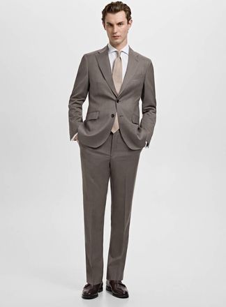 Mango Pantalon costume Venecia 100 % laine vierge marron moyen - Homme - 38 - MANGO MAN