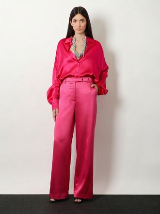 Dries Van Noten Womens Trousers Penn Satin Pink Cotton Acetate