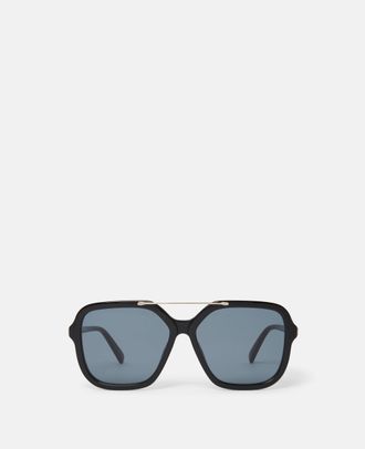 Stella McCartney Oversized Square Metal Bar Sunglasses