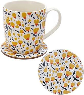 Puckator Pick of the Bunch Butterblume Tasse & Untersetzer Set aus Porzellan
