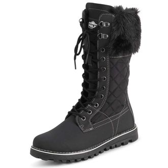 Polar Damen Kunstpelz Warm Thermal Wasserdicht Draussen Gehen Schnee Winter Gummisohle Wadenstiefel - Schwarz/Schwarz - UK6/EU39 - YC0604