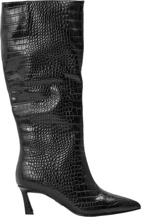 Steve Madden Lavan Kniehohe Stiefel f&uuml;r Damen, Leder, Flare Absatz (Schwarz)