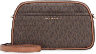 Michael Michael Kors Womens Jet Set Coated Canvas Camera Bag Brown Shoulder