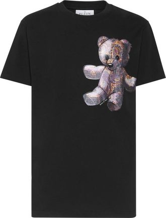 Philipp Plein Homme, Tops, Noir, Taille: 3XL T-Shirt Col Rond Paisley