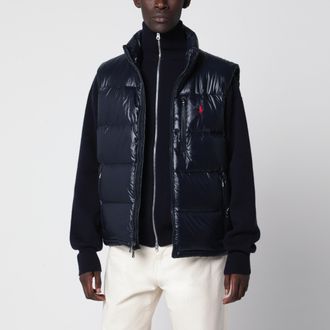Polo Ralph Lauren Gl&auml;nzende marineblaue gesteppte Weste mit Rei&szlig;verschluss