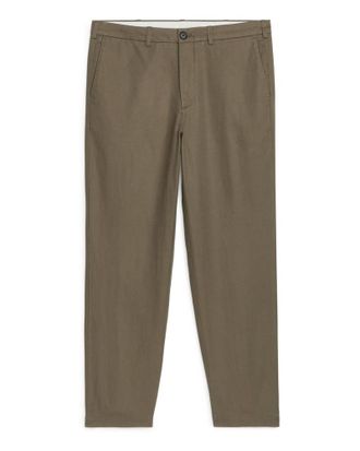 Arket Baumwollleinen-Hose REGULAR CROPPED -Braun