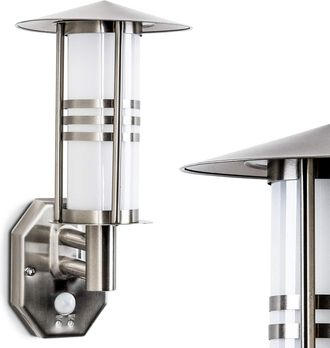 HOFSTEIN Au&szlig;enwandleuchte Forli m. Bewegungsmelder, moderne Wandlampe aus Edelstahl u. Milchglas-Scheiben, Wandleuchte m. E27-Fassung, Au&szlig;enleuchte f&uuml;r Terrass