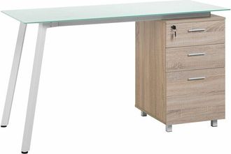 Beliani Schreibtisch MONTEVIDEO Weiß 130 cm 60 cm mit Stauraum