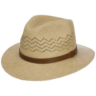 Stetson Vendrico Traveller Panamahut Damen/Herren Handmade in Ecuador 100% Panamastroh Ledergarniturband Fr&uuml;hjahr Sommer Natur XL (60-61 cm)