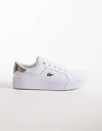Lacoste Ziane - Baskets chunky en cuir &agrave; logo - Blanc