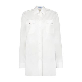 Prada Langarmhemd mit Blumenkn&ouml;pfen - - Blouses & Shirts - Damen - Wei&szlig; - S