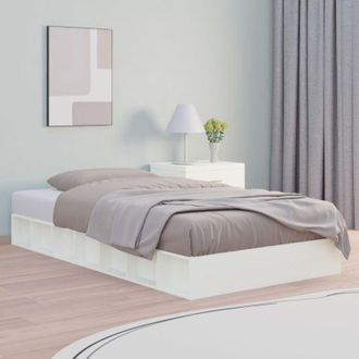 vidaXL Cadre de lit Blanc 140x190 cm Bois massif