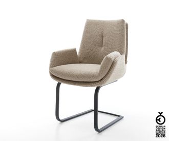 DELIFE Freischwinger Clea-Flex Boucl&eacute; Schlamm Freischwinger flach Schwarz, Esszimmerst&uuml;hle