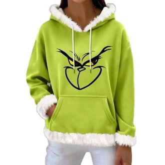 Generic Le Grinch Sweat A Capuche Femme Pilou Vêtements Vetement Christmas Pulls Pull Hiver Sweatshirts Pyjama Moche 2025 Costume Deguisement Polaire De Femme