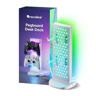 Nanoleaf Hub Lumineux de Bureau Gaming, Lampe de Table connect&eacute;e RGB 3-en-1 avec Support Casque/Manette, &Eacute;clairage Double Face, Station USB-C, Sync Musique & &Eacute;