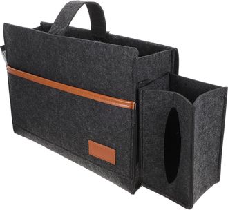 NUOBESTY Nachttisch Organizer Filz Hängeaufbewahrungstasche Fürs Bett und Sofa Dunkelgrau rutschfest mit Klebestreifen Multifunktionale Aufbewahrungstasche für