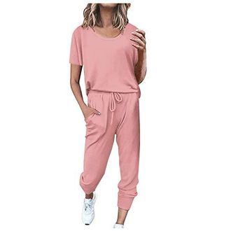Generic V&ecirc;tements de sport pour femme - Style d&eacute;contract&eacute; - Couleur unie - Sweat - Pantalon - Col rond - Caract&eacute;ristiques : Ensembles pour femme - Pantalon de